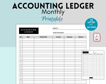 Printable Accounting Ledger Money Tracker and General Ledger Sheets ...