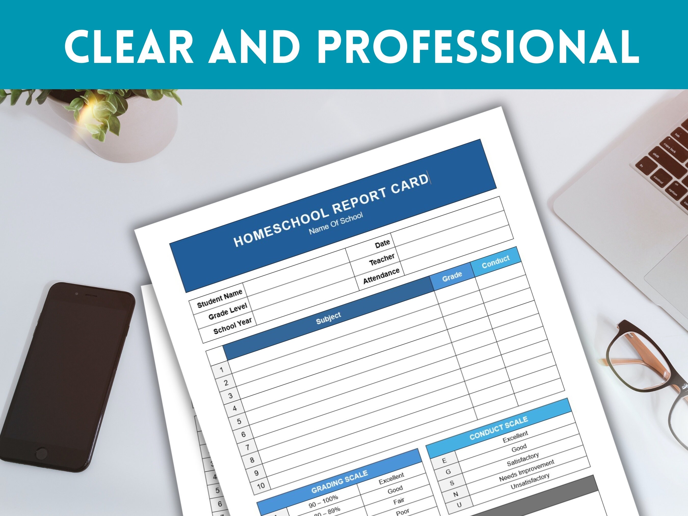 Editable Homeschool Report Card, Homeschooling Progress Report, Grade ...