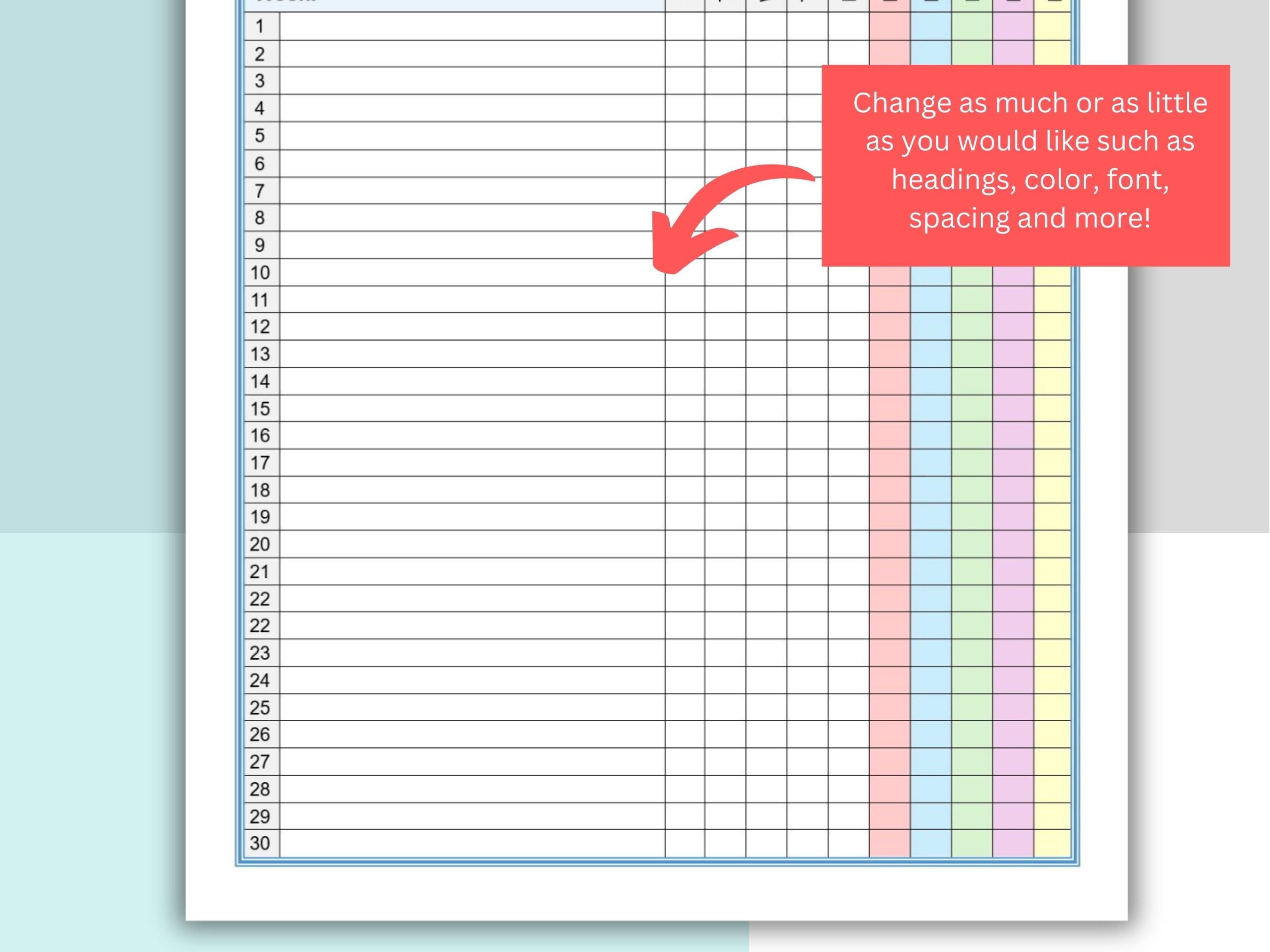 Class Attendance Checklist, Attendance Record, Attendance Sheet ...