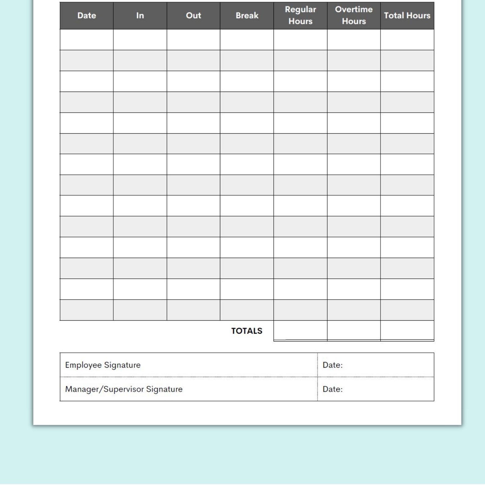Employee Timesheet, Editable Printable Timesheet, Time Card, Time ...