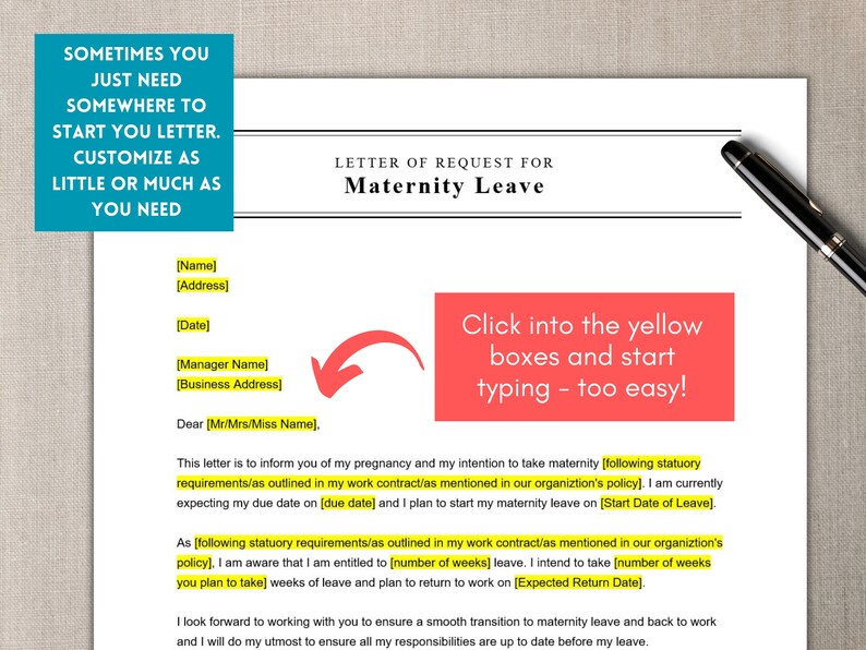 Maternity Leave Work Letter Template, Parental Leave, Maternity Leave ...