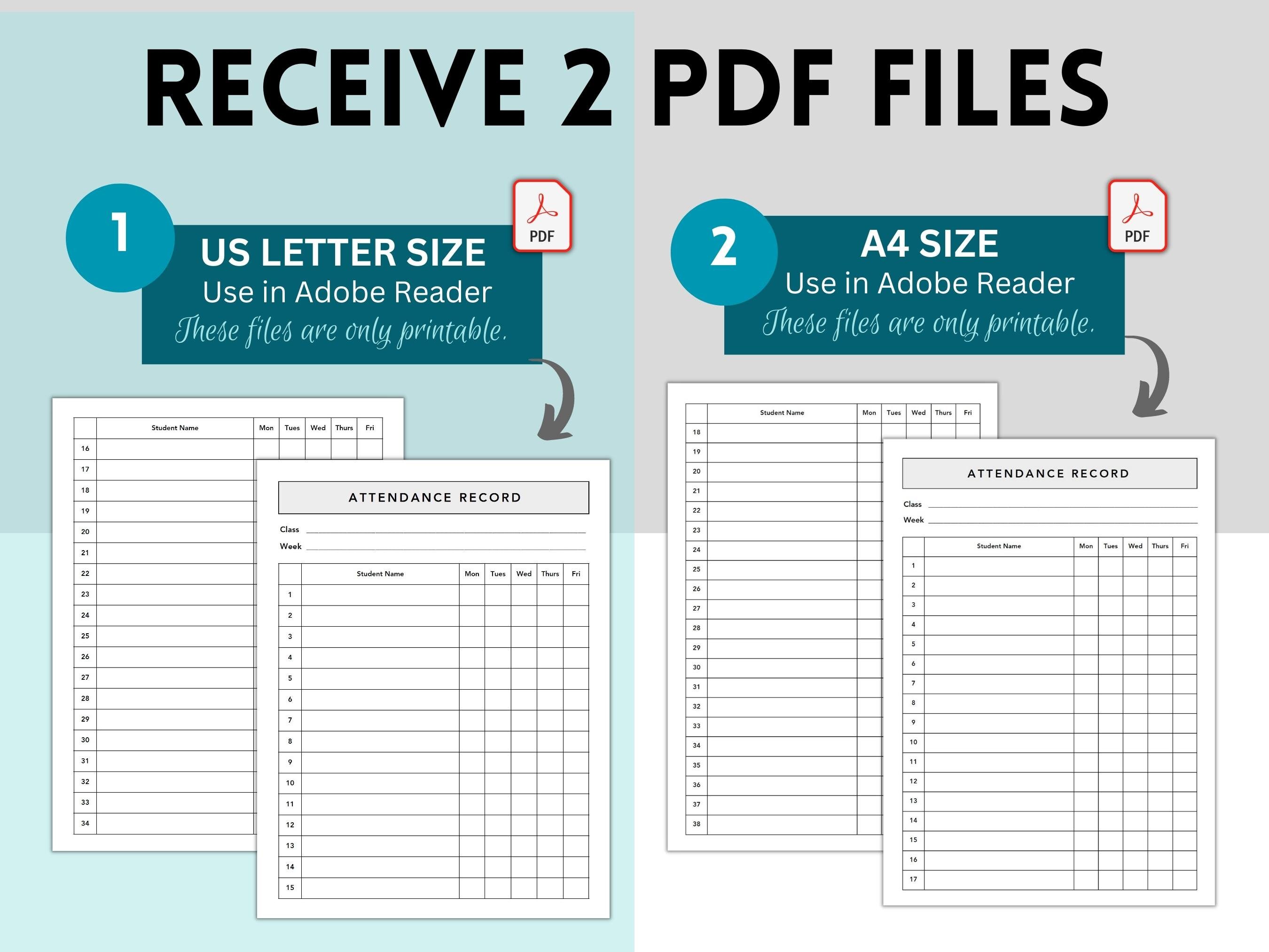 Printable Class Record Checklist, Class Attendance, Class Record, Class ...