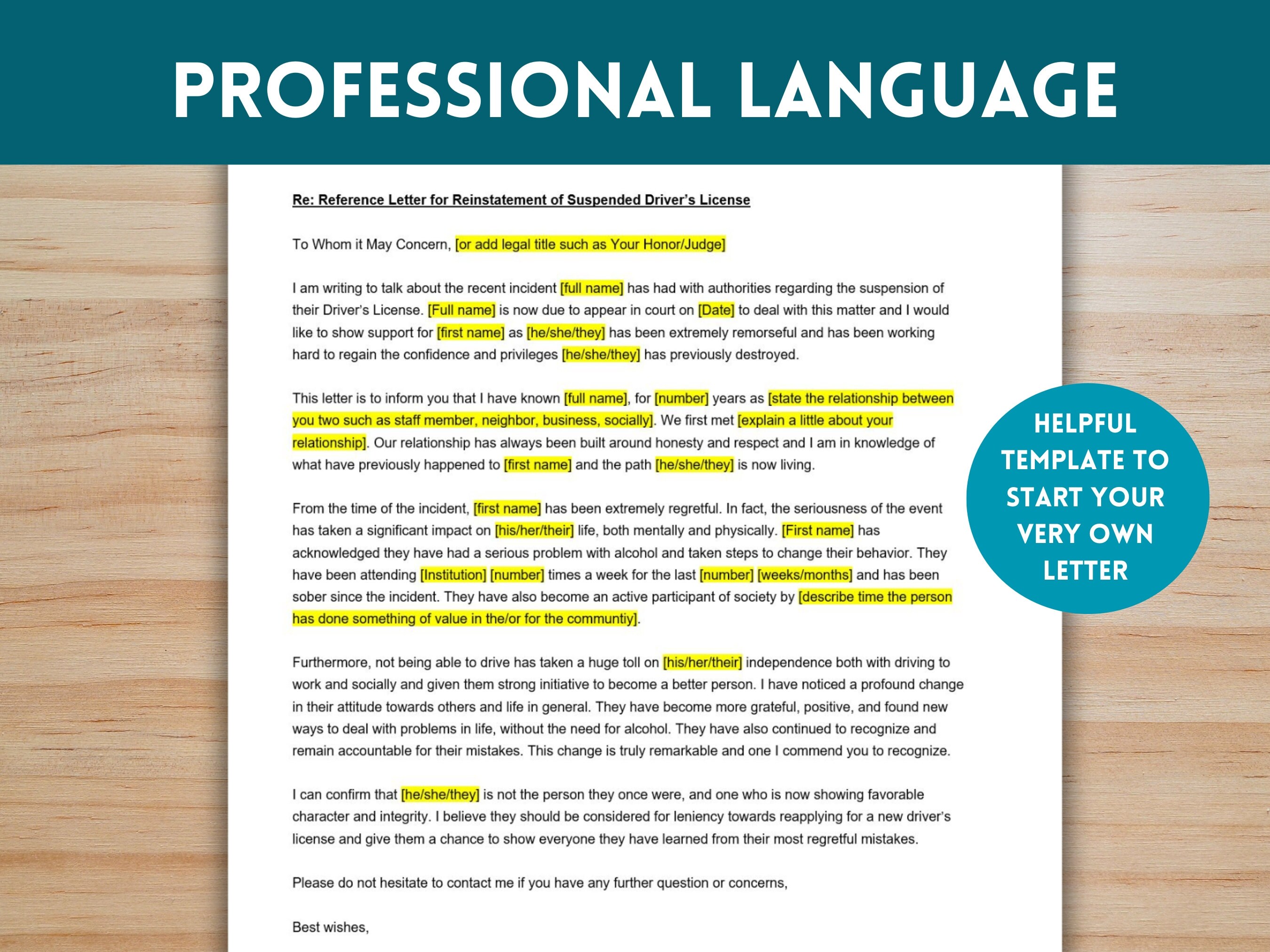 Character Reference Letter to Restore Drivers License, Court Character ...