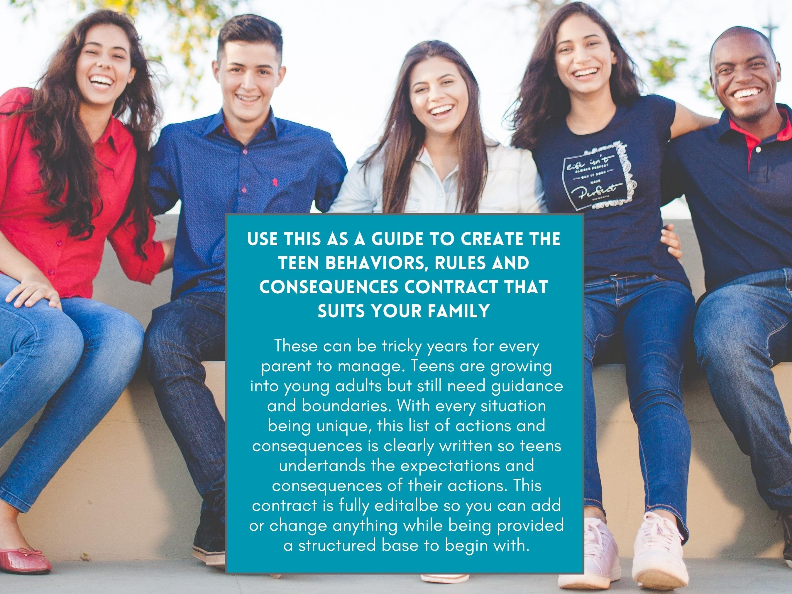 Teen Behavior Contract Contract For Teenager Actions And Consequences For Teens Rules For