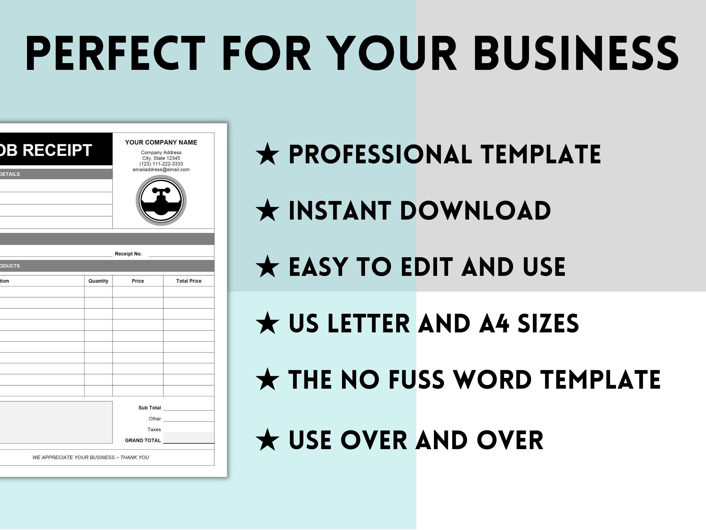 Business Receipt, Customer Receipt, Small Business Template, Receipt ...