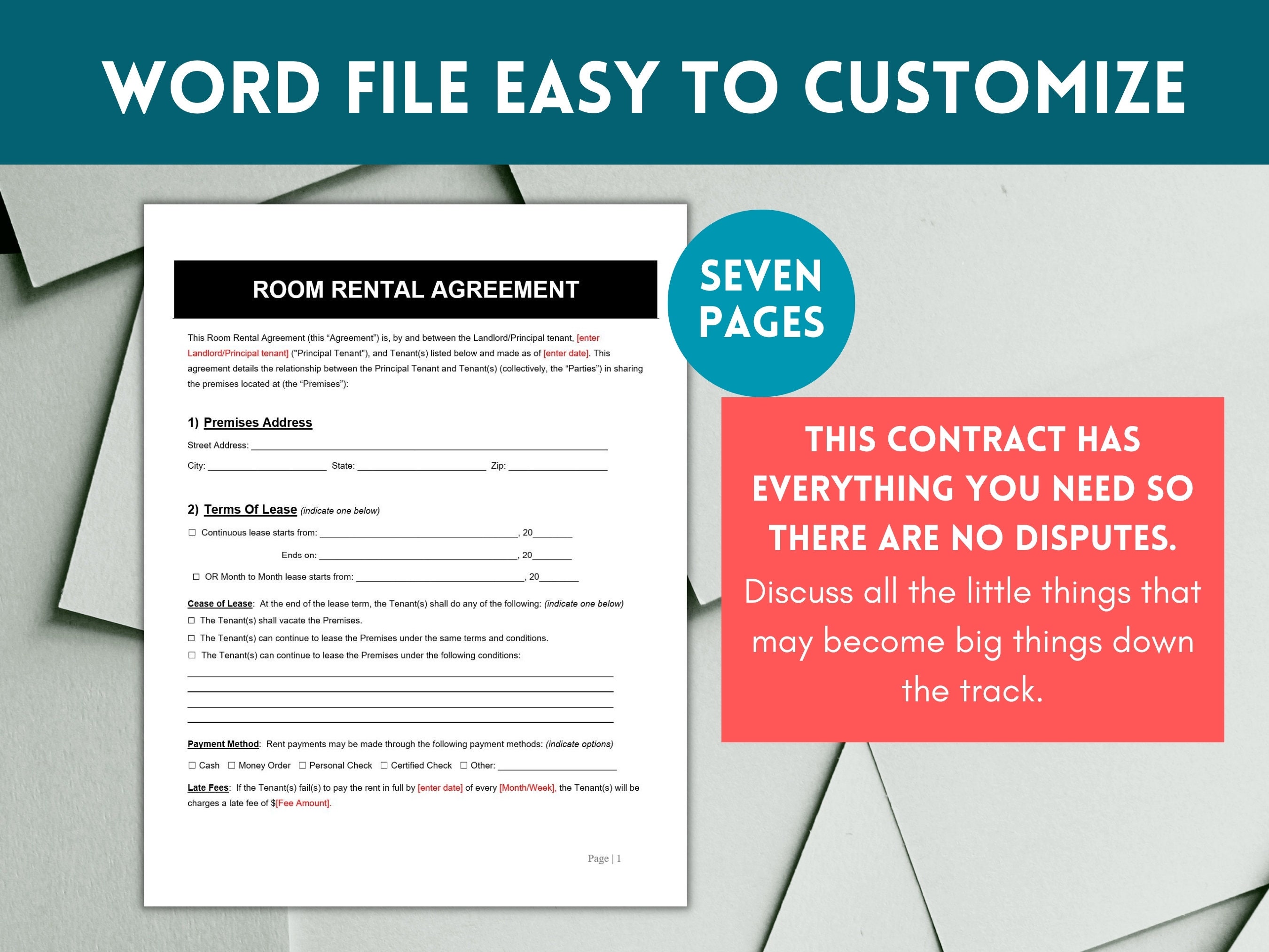 Roommate Agreement, Roommate Contract, Room Term Rental, Room Rental ...