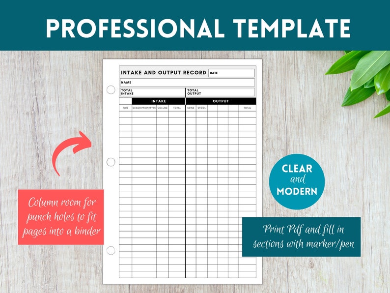 Fluids Intake and Output Record, Fluid Balance Chart, Intake and Output ...