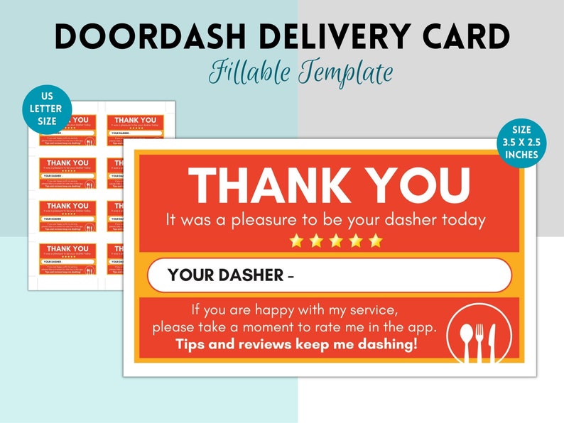 Doordash Delivery Rating Cards, Food Delivery Driver, Doordash Customer ...