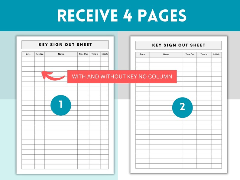 Key Sign Out Sheet, Key Signature List, Contact List, Sign in Out Form ...
