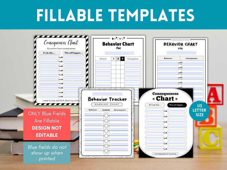 Consequences Chart, Daily Behavior Chart for Kids Printable, Warning ...