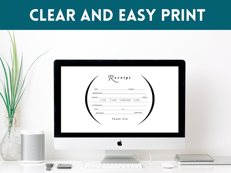 Simple Printable Receipt Form, Modern Business Receipt, Sales Receipt ...