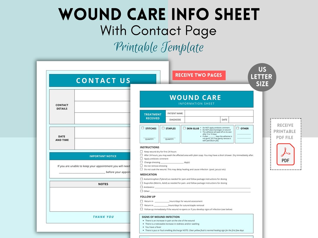 Wound Care Patient Information Sheet, Doctors Notes, Wound After Care ...