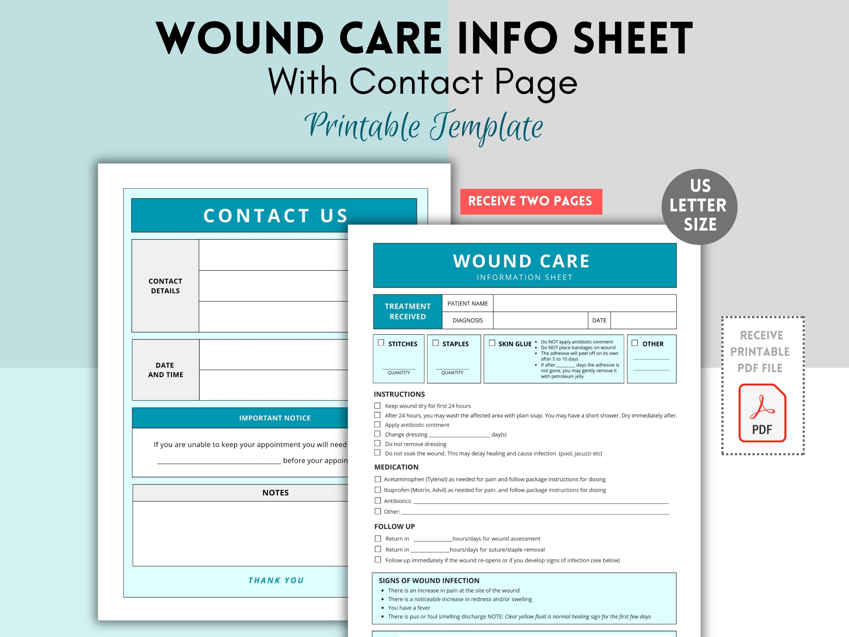 Wound Care Patient Information Sheet, Doctors Notes, Wound After Care ...
