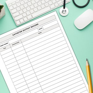 Catheter Output Record, Foley Catheter Form, Foley Catheter Record ...