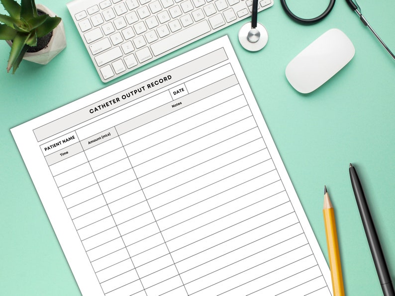 Catheter Output Record, Foley Catheter Form, Foley Catheter Record ...