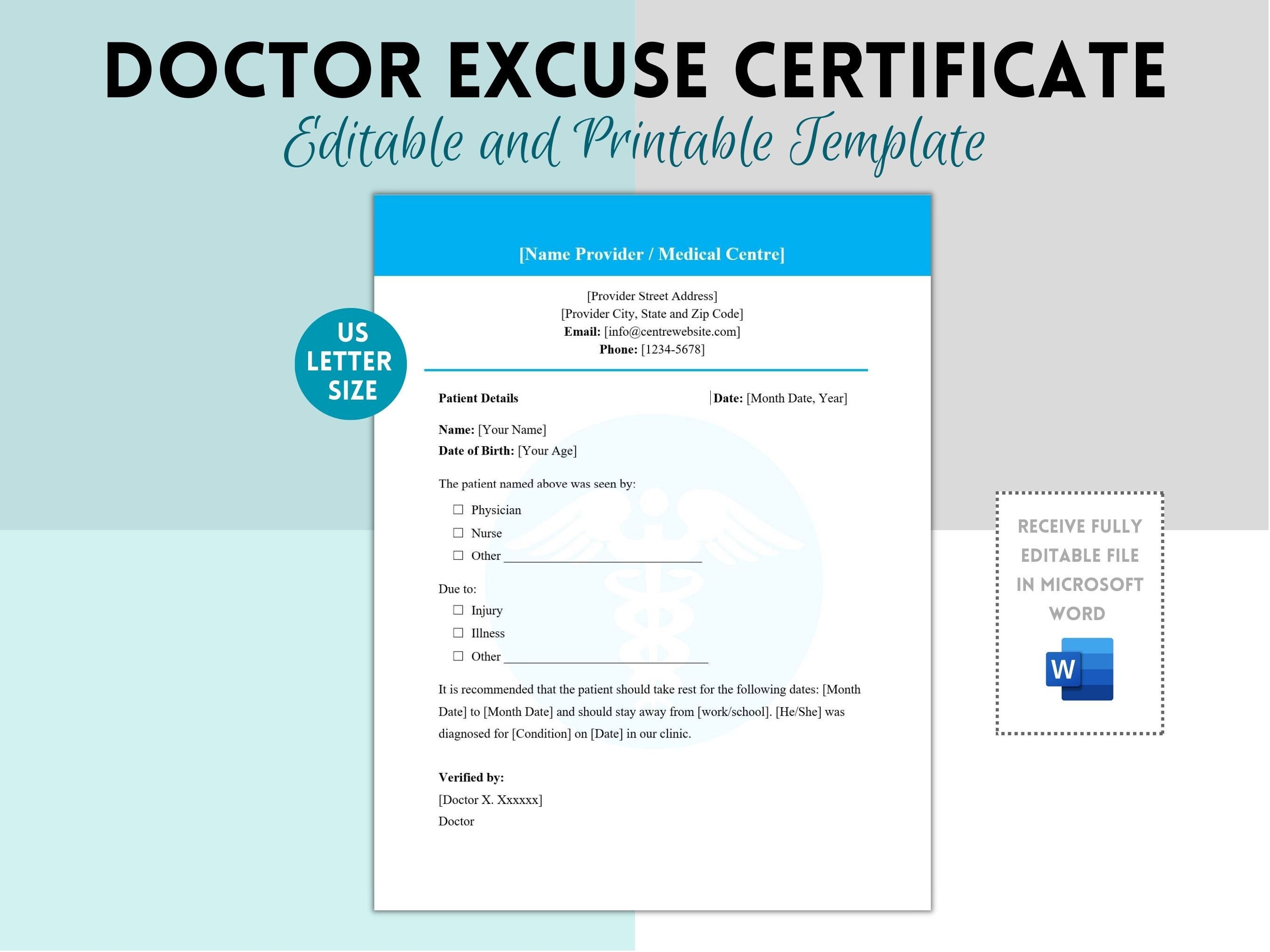 Doctor's Note, Doctor's Letter, Medical Certificate, Work, School ...