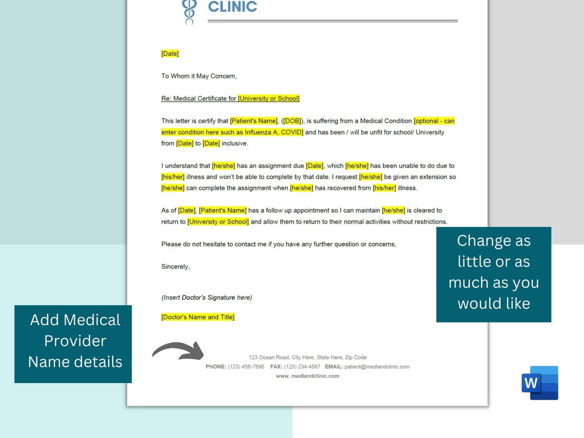 Doctor's Note, Doctor's Letter, Medical Certificate, Missing Assignment ...