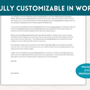 Professional Character Reference Letter Template, Microsoft Word ...