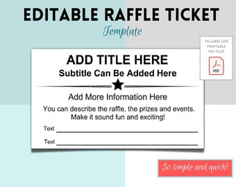 Printable and Editable Raffle Ticket Template - Etsy