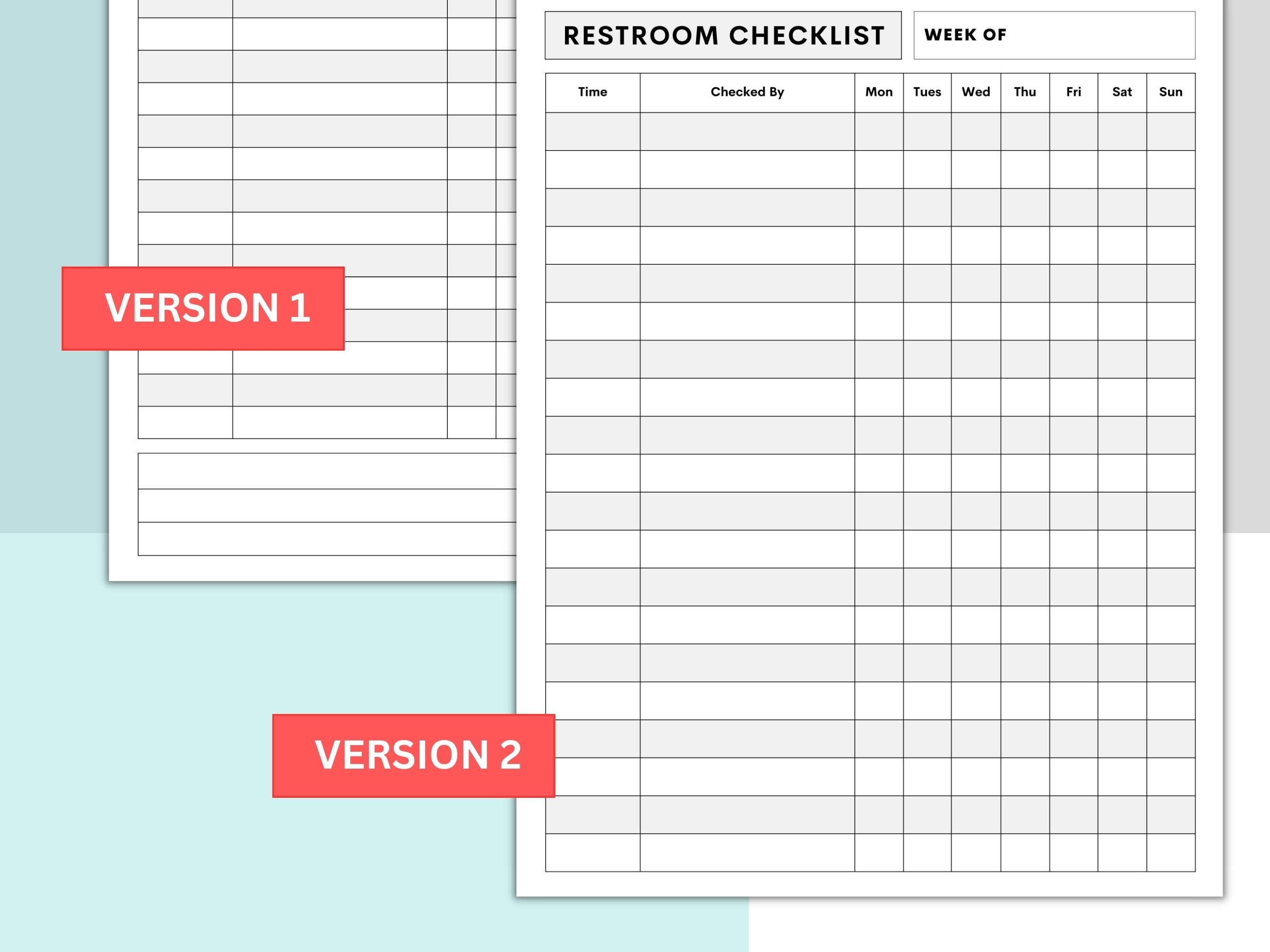 Printable Restroom Cleaning Log for Businesses, Bathroom Cleaning Log ...