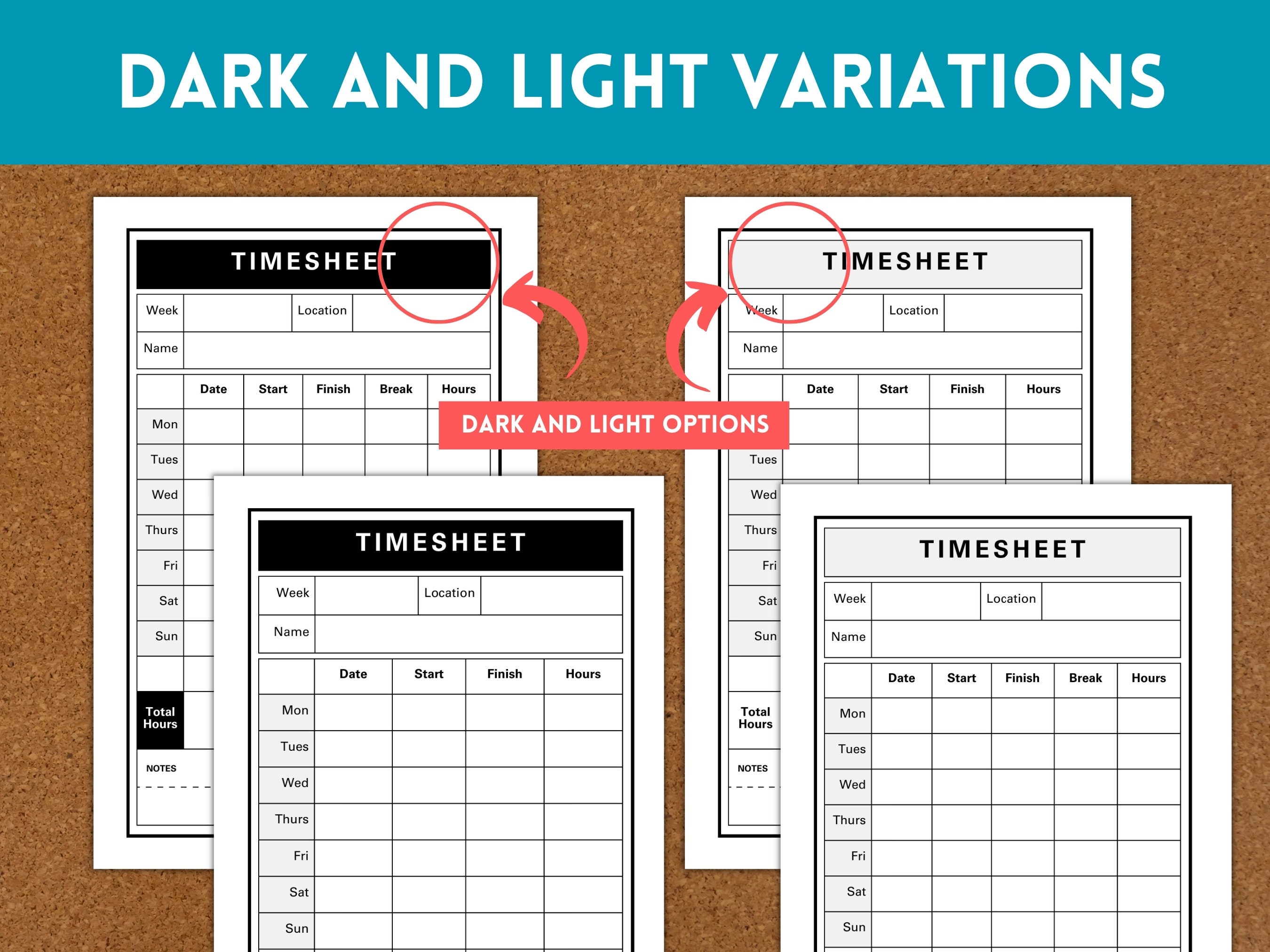 Simple Employee Timesheet, Printable Time Sheet, Time Card, Time ...