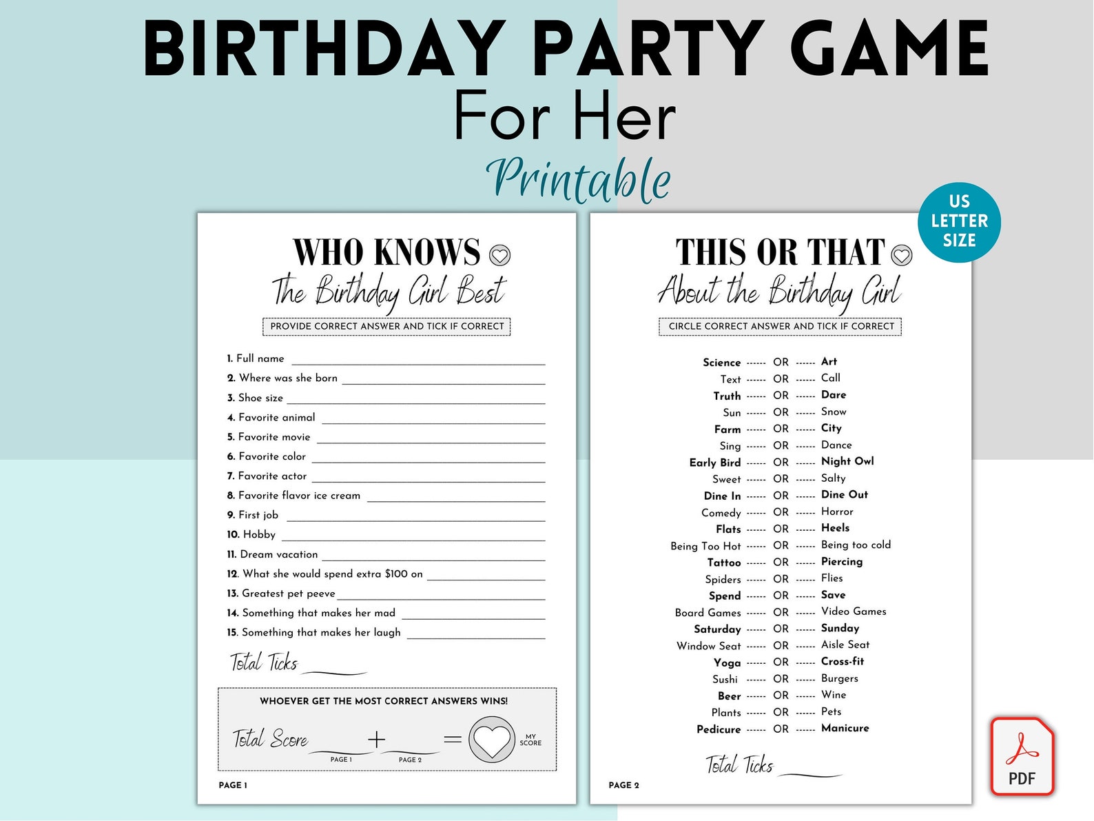 How Well Do You Know the Birthday Girl, Birthday Quiz, Girl Birthday ...