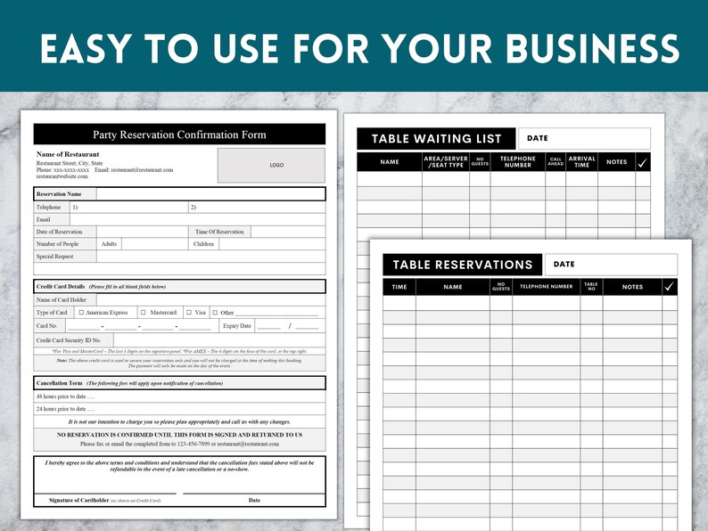 Table Reservation List, Restaurant Table Waiting List, Restaurant Large ...