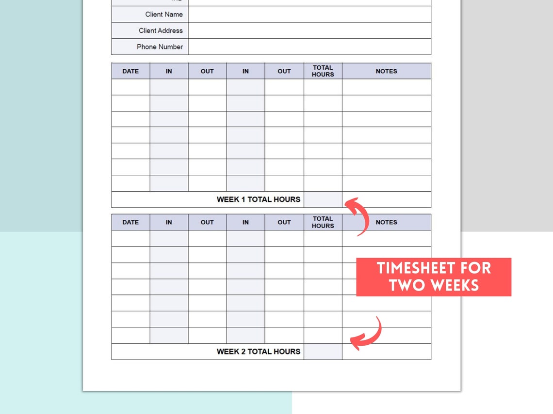 Editable Caregiver Timesheet, Home Health Care Time Sheet, Caregiver ...