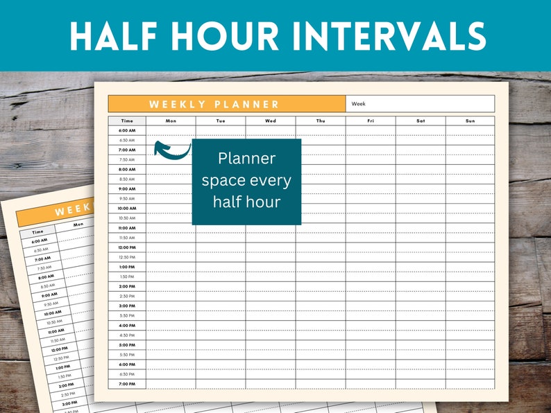 Half-hour Timeblocking Planner, Half Hour Time Blocking Planner, 30 ...