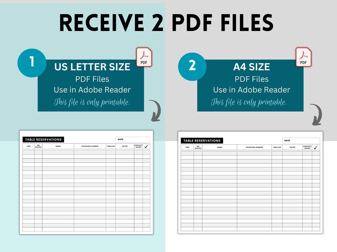 Printable Table Reservation List, Restaurant Table Reservation Form ...
