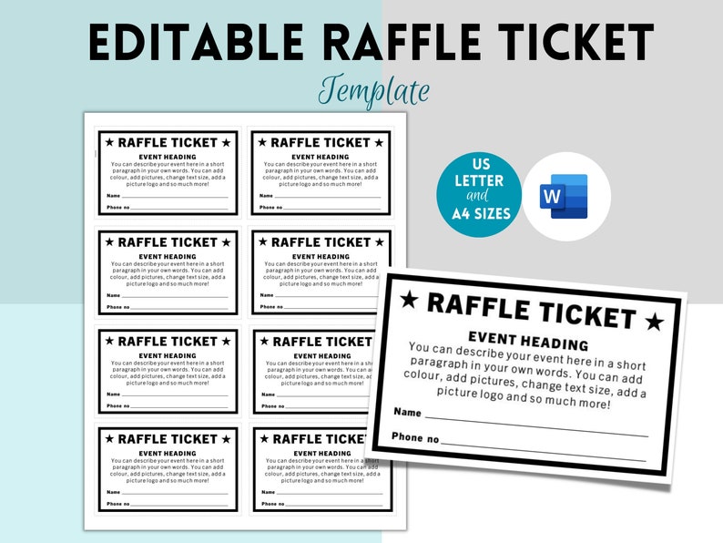 Printable Editable Raffle Ticket Enter to Win Printable - Etsy