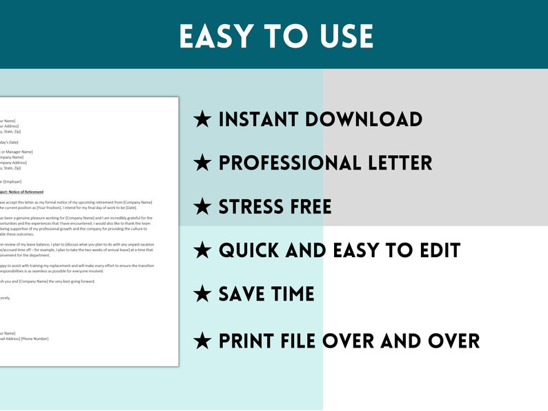 Professional Retirement Letter, Retirement Notice, Retirement Template ...