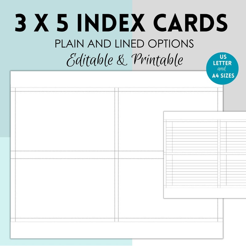 Index Card Template - Etsy