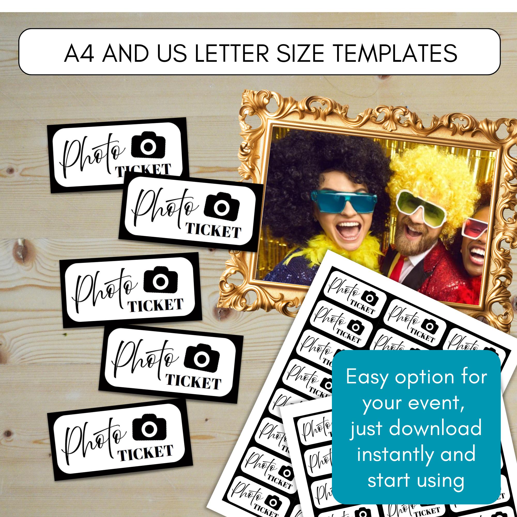 Photo Booth Tickets, Printable Party Photo Booth Coupon Template ...