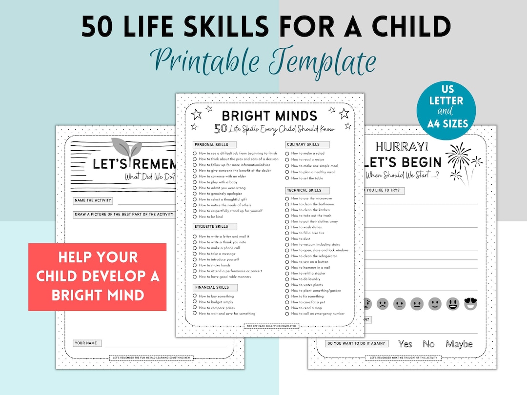 50 Life Skills Every Child Should Know, Life Skills for Kids, Home ...