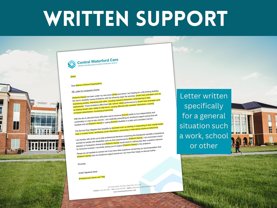 Editable Sample Letter for Companion Animal, Emotional Support Animal ...