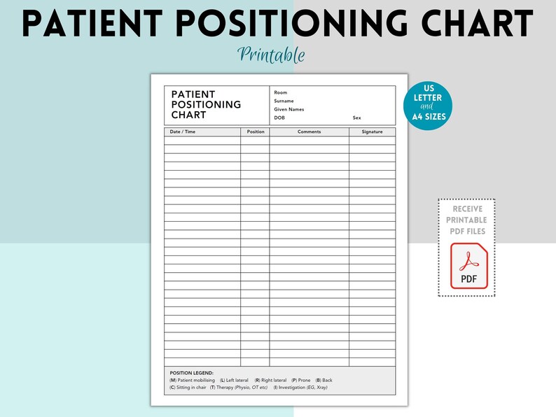 Patient Positioning and Turn Chart, Patient Repositioning Chart ...