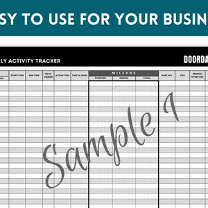 Doordash Daily Activity Tracker, Doordash Delivery Tracker, Delivery ...