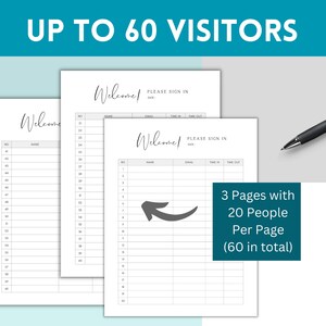 Visitor Sign in Template, Printable Visitor Log, Visitor Sign in Sign ...
