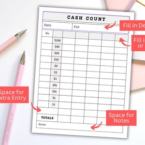 Cash Breakdown Count Sheet, Cash Breakdown Slip, Cash Withdrawal Slip ...