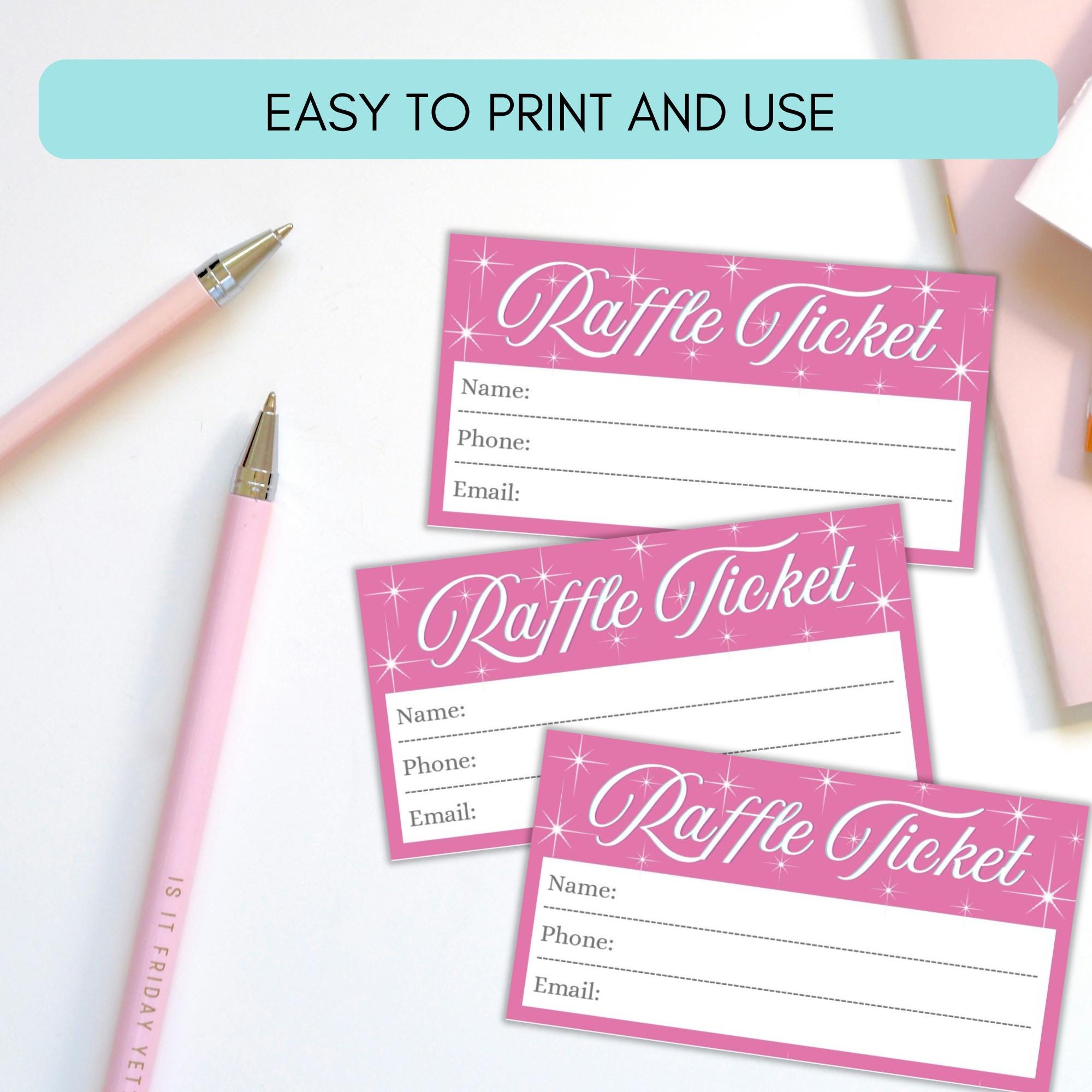 Printable Pink Raffle Ticket, Enter to Win Ticket Template, Raffle Card ...