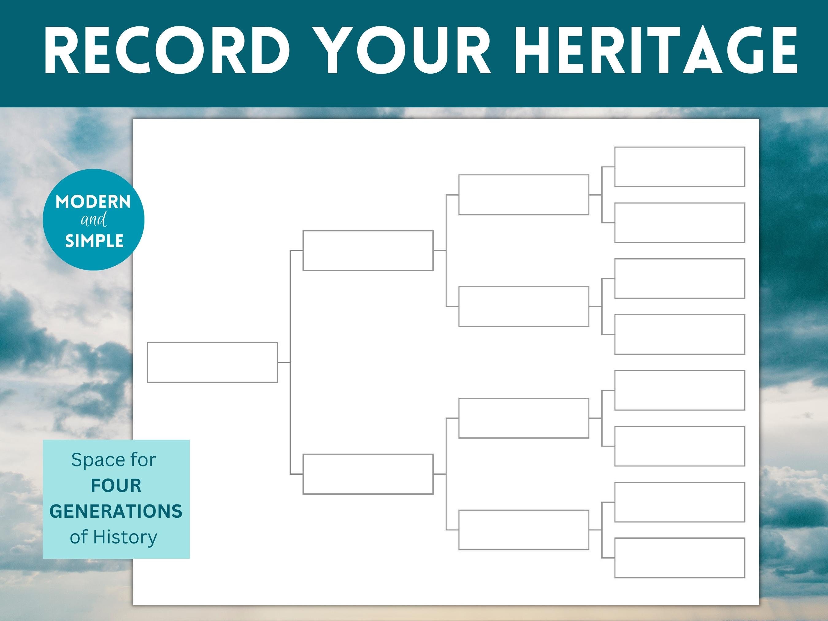 Blank Family Tree Chart Template, Pdf Print File, Family History ...