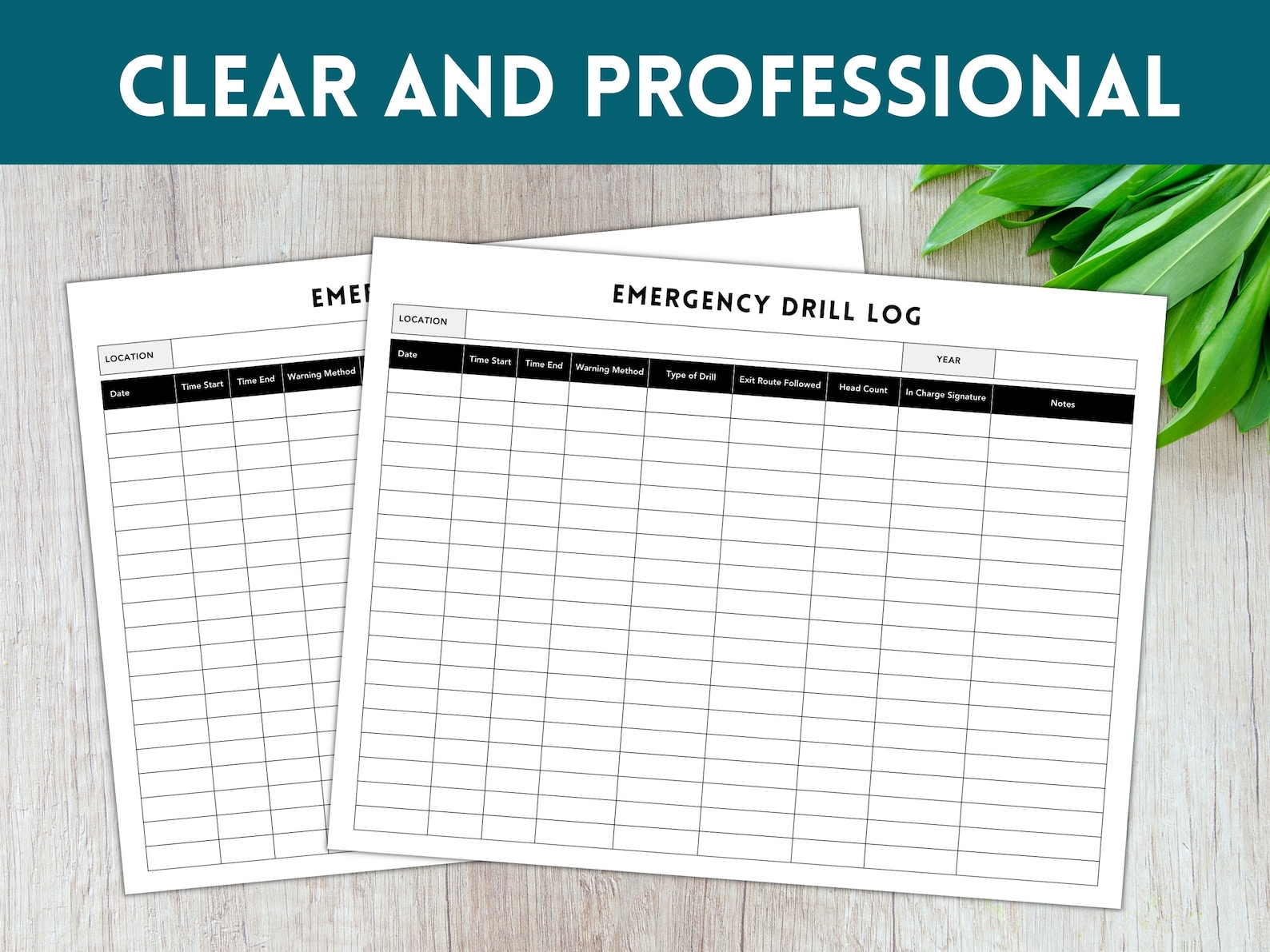 Printable Emergency Drill Log, Emergency Drill Record, Fire Drill Log ...