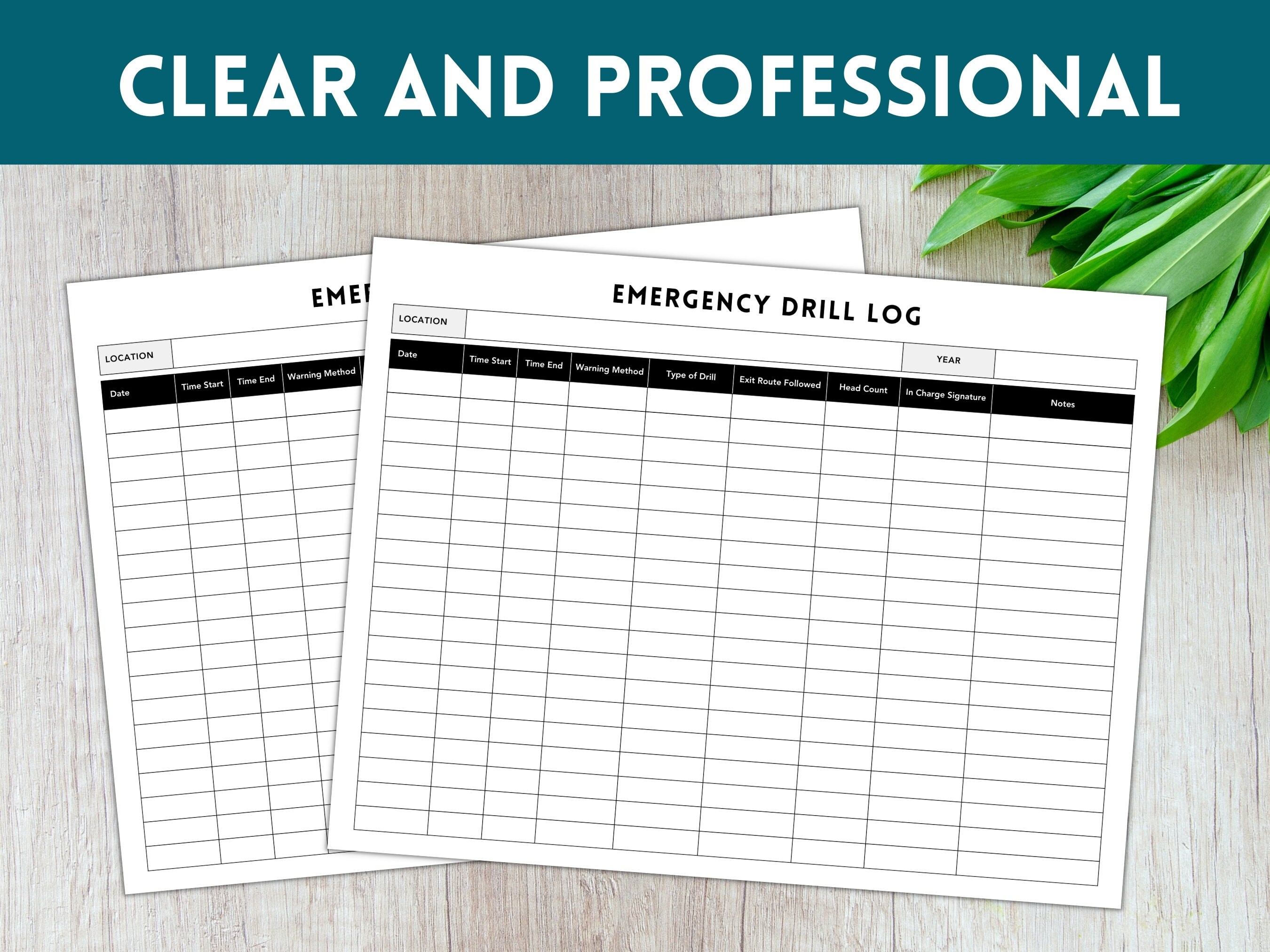 Printable Emergency Drill Log, Emergency Drill Record, Fire Drill Log ...