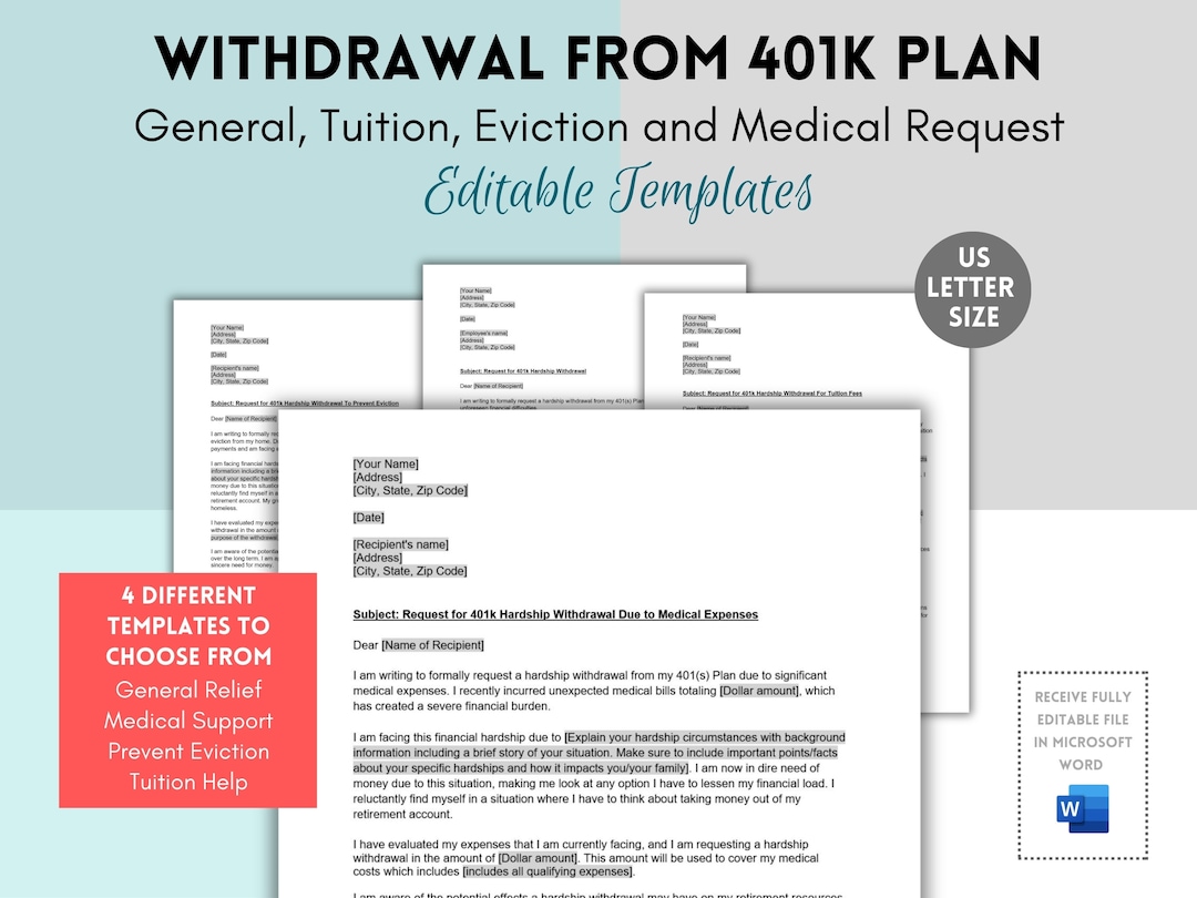 Hardship Letter for 401k Withdrawal, 401k Hardship Withdrawal Letter ...