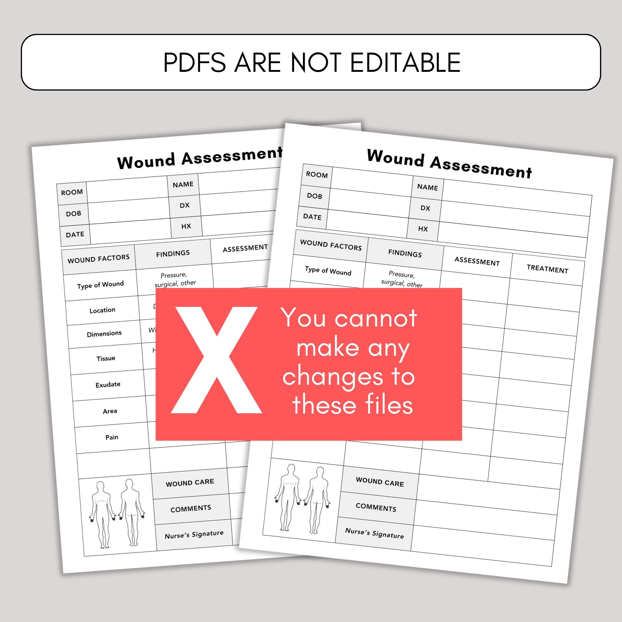Wound Assessment Chart, Wound Management Chart for Nurses, Skin and ...