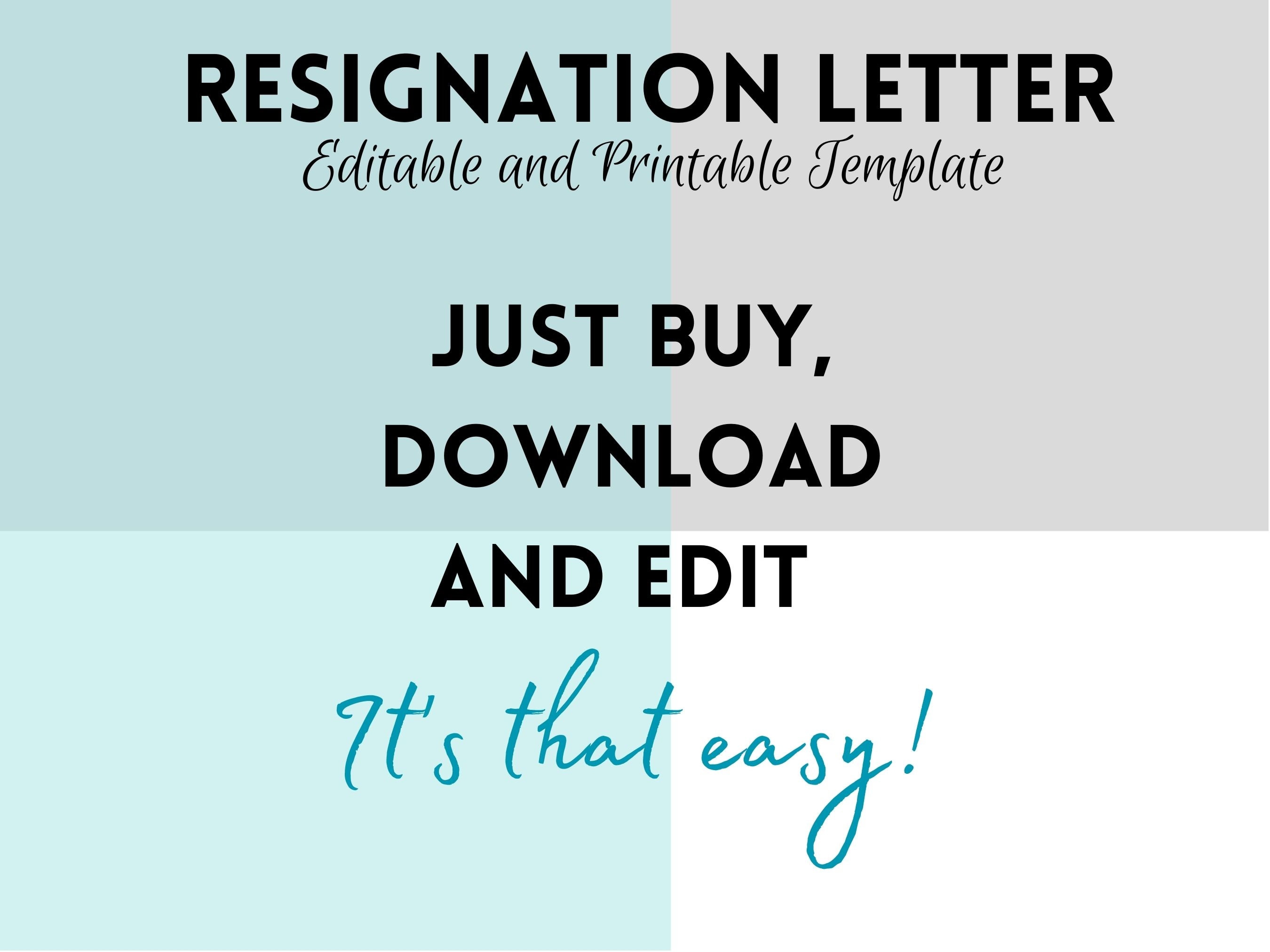 Professional Resignation Letter Editable Microsoft Word - Etsy