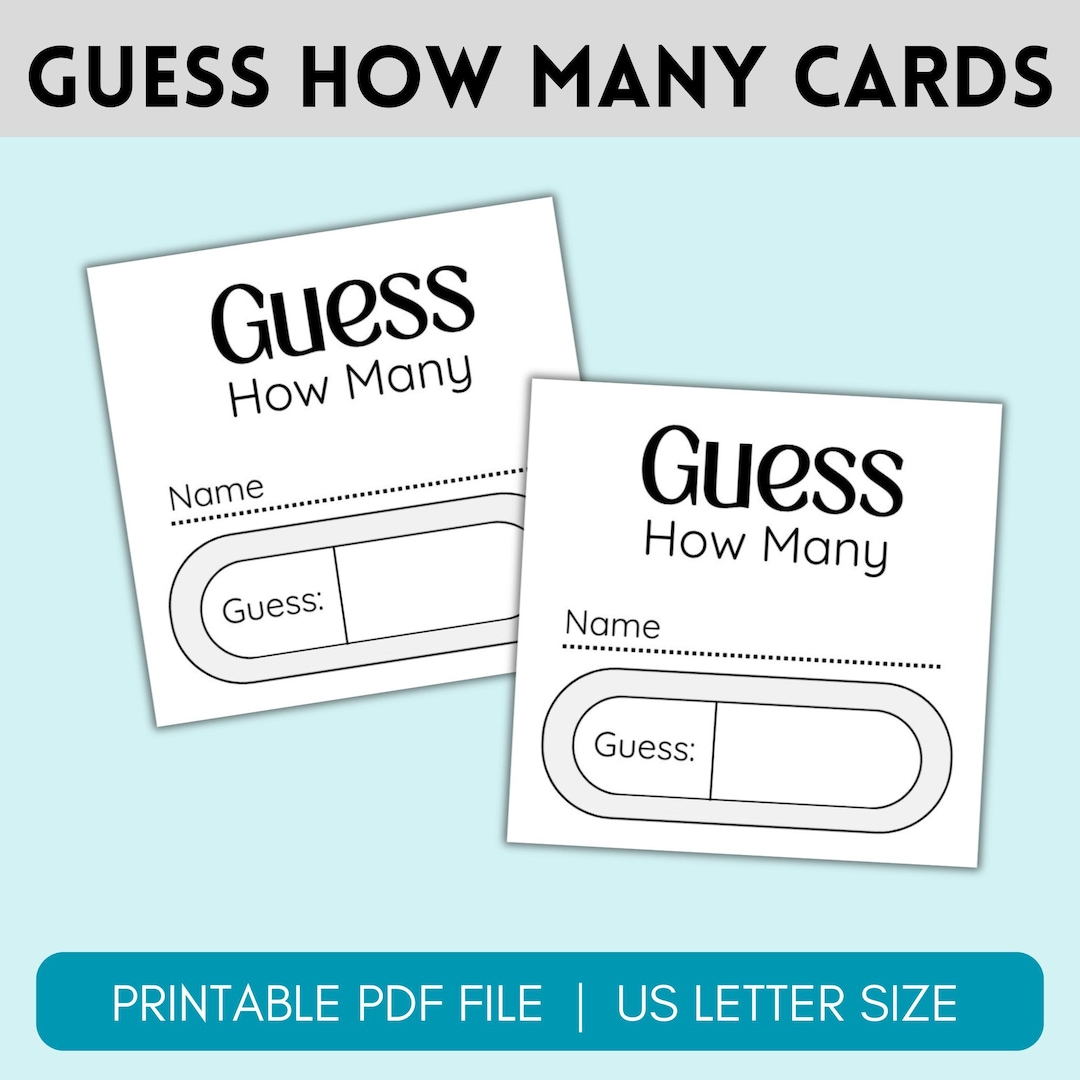 Guessing Game Cards, Printable Guess Cards, Guess How Many Bridal ...