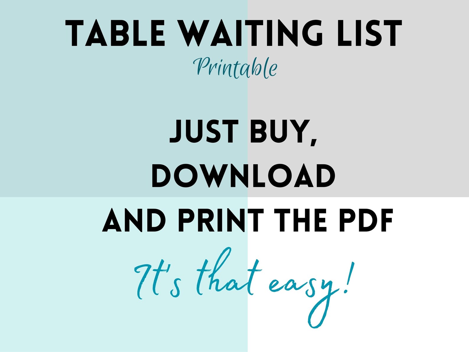 Printable Table Waiting List, Restaurant Table Waiting Form, Restaurant ...