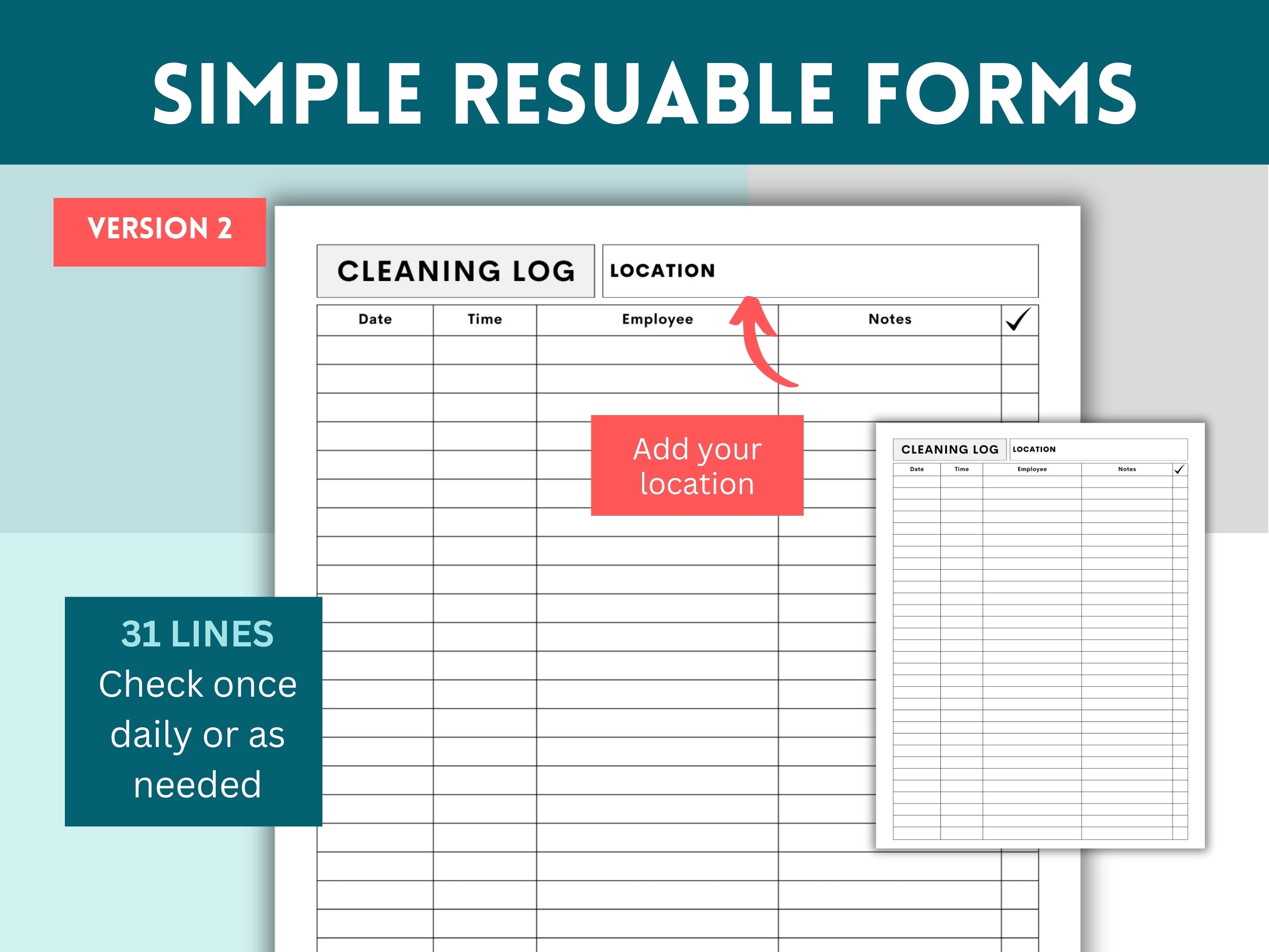 Bathroom Checklist, Printable Restroom Cleaning Log for Business ...